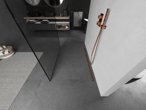 Mexen Kioto, sprchová zástěna Walk-In 100 x 200 cm, 8mm sklo černý vzor, ​​měděný matný profil, 800-100-002-65-70