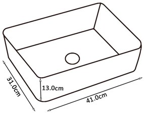 BPS-koupelny Keramické umyvadlo na desku HYD-LO-MTB-410 41x31 cm, černé matné