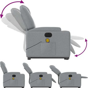 Elektrické zvedací masážní polohovací křeslo světle šedé textil 3204404