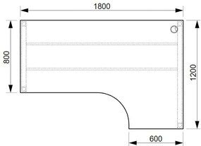 Kancelářský pracovní stůl Hobis Ergo UEO180060L, bílá RAL 9016, deskaakát