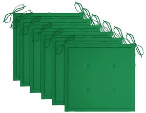 Jídelní židle 6 ks zelené podušky masivní teak - Default Title