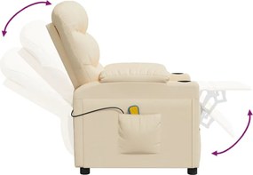 Elektrické masážní křeslo krémové textil 3143512