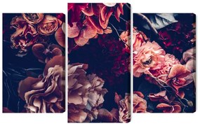 Vícedílný obraz Barevné Květiny V Retro 3D Stylu Nedostatek Nedostatek Přírodní plátno 120x80