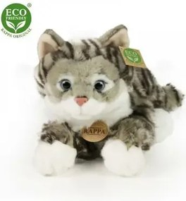 RAPPA Plyšová mourovatá kočka šedá 40 cm / ECO-FRIENDLY / od 0 měsíců