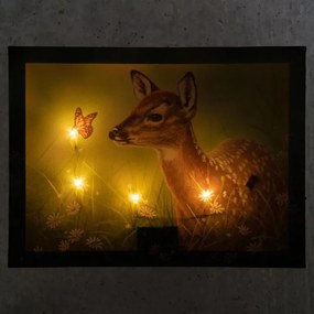 Nexos  86711 Nástěnná malba jelen na louce, 4 LED, 30 x 40 cm