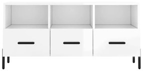TV skříňka bílá s vysokým leskem 102x36x50 cm kompozitní dřevo - Default Title