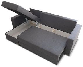 Rohová rozkládací sedačka Berta Barva: Bílá/Černá - Soro 100, Lux 01