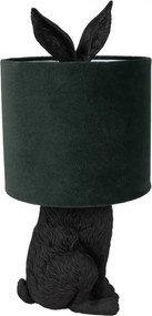 Černá stolní lampa králík s tmavě zeleným stínidlem Konijn – 20x43 cm
