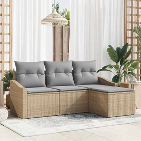 Set pohovek 4 ks Béžová a Světle šedá polyratan 3355339