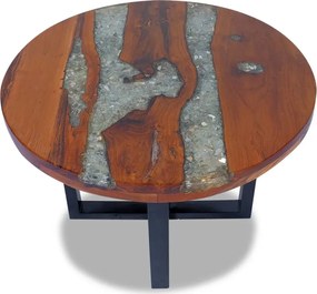 vidaXL Konferenční stolek, teak a pryskyřice 60 cm [243466] Barva: Vícebarevný