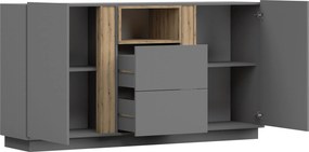 IDZ Komoda GREY II 04, 180 cm Šedá/Dub Artisan