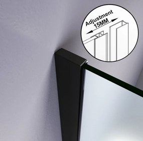 Erga Paris, sprchová zástěna Walk-In 60x200 cm, 8mm sklo námraza, černý profil, ERG-V02-PARIS-060x200-FR-BK