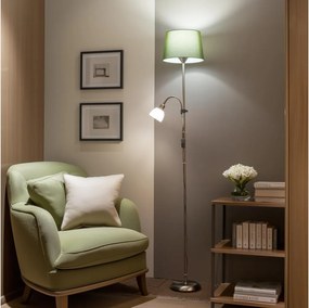 Brilagi - Stojací lampa CERIA 1xE27/100W/230V + 1xE14/25W matný chrom/zelená