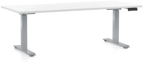Výškově nastavitelný stůl OfficeTech D, 180 x 80 cm, šedá podnož, bílá