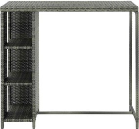 Barový stolek s úložným regálem šedý 120x60x110 cm polyratan 313477