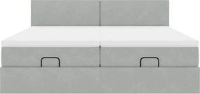 Osmanský rám postele s matracíes světle šedá 200x200cm samet 3312911