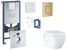 Grohe Rapid SLX - Set předstěnové instalace, klozetu, sedátka SoftClose, tlačítka Skate Cosmopolitan a sady pro vhazování tablet, kartáčovaný Cool Sunrise SANI11BB4147
