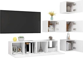 6dílný set TV skříněk bílý dřevotříska 3078720