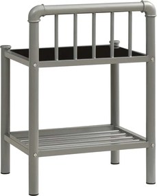 vidaXL Noční stolek 45 x 34,5 x 62,5 cm kov a sklo [325099] Barva: Bílá a průhledná