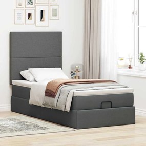 Osmanský rám postele s matrací tmavě šedá 80x200cm textil 3313030