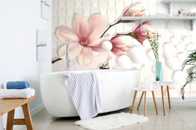 Tapeta překrásná magnolie s abstraktními prvky - 150x100 cm