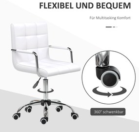 Kancelářská židle HOMCOM výškově nastavitelná 84-99H cm ergonomická otočná židle manažerská židle pro kancelář a domácí kancelář PU bílá | Aosom.de