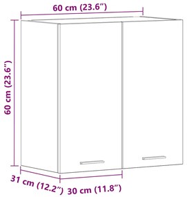 vidaXL Marketos Závěsná skříňka "Lyon" bílá 60 x 31 x 60 cm, dřevěné podlahy