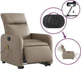 Elektrické zvedací masážní polohovací křeslo cappuccino koženka 3206776