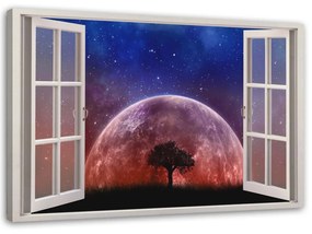 Obraz na plátně Výhled z okna 3D Moon Tree - 120x80 cm