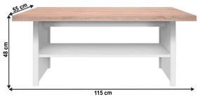 Kondela Konferenční stolek 115, bílá / dub sonoma, TOPTY TYP 18