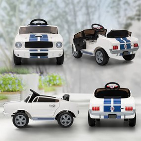 AIYAPLAY dětské elektrické auto 12V, dětské auto s 2,4 GHz dálkovým ovládáním, 2 motory, klakson, LED, hudba, bílá