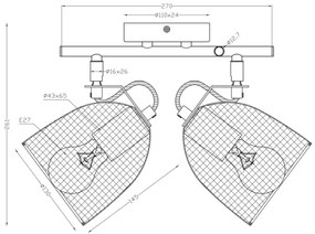 Globo 54034-2 - Bodové svítidlo JOSINA 2xE27/60W/230V
