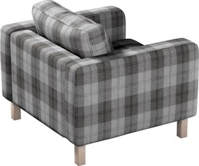 Potah na křeslo IKEA Karlstad, krátký barva šedá látka pletený vzor, vzorované