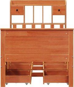 Postel s knihovnou bez matrace hnědá 75x190 cm masivní borovice 3308947