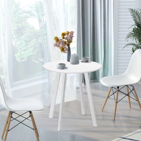HOMCOM Jídelní stůl Kulatý kuchyňský stůl, odkládací stolek, jídelní stůl, zkosené nohy, bílý, 72x72x75cm| Aosom