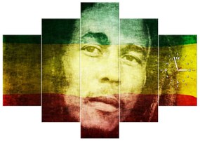 Gario Obraz s hodinami Legendární Bob Marley - 5 dílný Rozměry: 150 x 105 cm