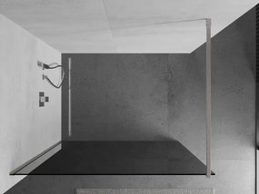 Mexen Kioto, sprchová zástěna Walk-In 100 x 200 cm, 8mm šedé sklo, broušená ocel profil, 800-100-101-97-40