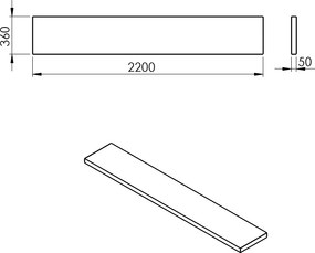 Sapho AVICE deska 220 x 36 cm aquamarine AV2266