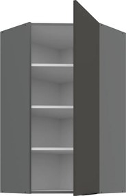 ARIA pi | horní kuchyňská skříňka 60x60 GN-108 1F (45°) rohová s policemi | 60x60 cm | EXTRA VYSOKÁ | antracit/šedá grafit