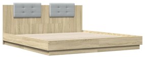 vidaXL Rám postele s čelem dub sonoma 160 x 200 cm kompozitní dřevo