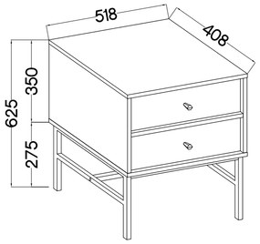 TOKYO 3 c | noční stolek 801 | 51,8 cm | černá grafit/zlatá