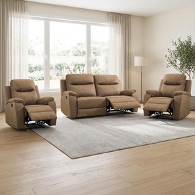 Sedací sestava MALAGA 2,5+1+1 s FUNKCÍ RELAX | hnědá látka