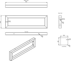 Sapho 490 x 150 x 30 mm 30384 Podpěrná konzole broušený nerez 1 ks
