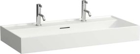 Laufen Kartell - Dvojumyvadlo 100x46 cm, s přepadem, 2 otvory pro baterii, LCC, bílá H810337A001071