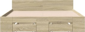 Rám postele se zásuvkami dub sonoma 160x200 cm kompozitní dřevo 3280736