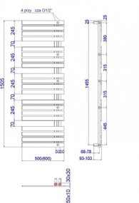 Hopa Pop Star koupelnový radiátor 500 x 1820 mm klasické připojení barva zlatá RADPOP501884