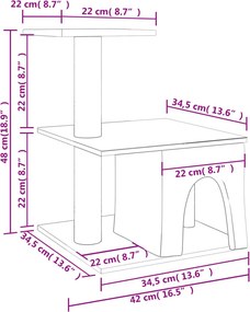 Škrabadlo pro kočky se sisalovými sloupky světle šedé 48 cm 171787