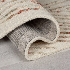 Flair Rugs, Kusový koberec Memphis Abstract Swirl Natural/Orange, 120x170, béžová, ložnice