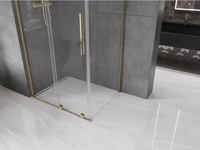 Mexen Velar L, sprchový kout s posuvnými dveřmi 110 x 120 cm, 8mm čiré sklo, zlatá lesklá, 871-110-120-03-50