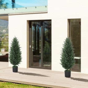 HOMCOM Umělý cypřiš 2dílná sada, velká 90 cm umělá rostlina, umělé rostliny v květináči, UV-odolný umělý strom, jako skutečná dekorace pro obývací po…